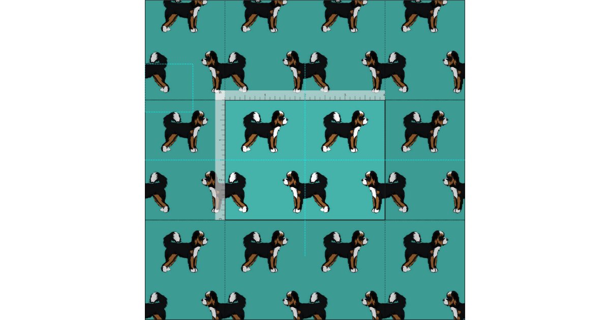 Bernedoodle dog turquoise fabric | Zazzle