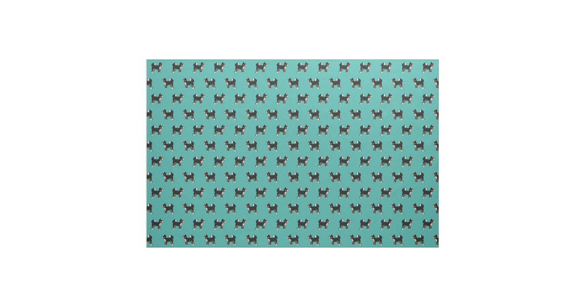 Bernedoodle dog turquoise fabric | Zazzle