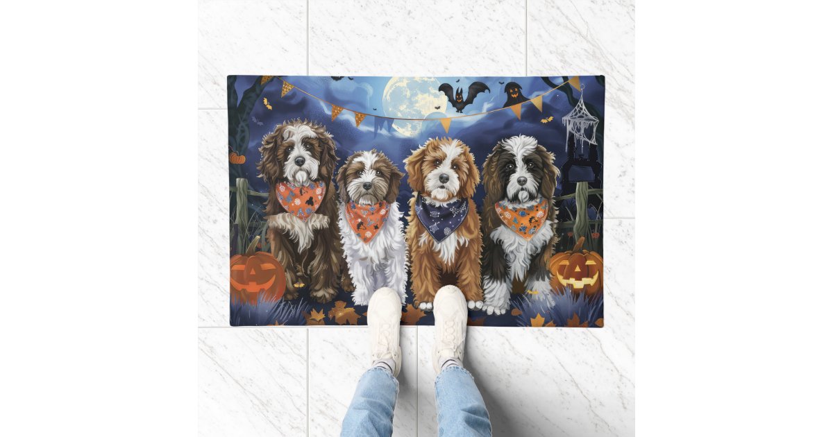 Bernedoodle Halloween Spooky Doormat | Zazzle