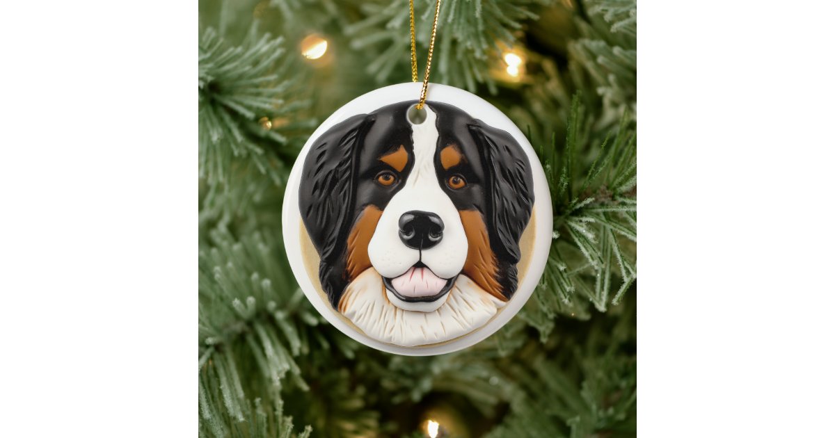 Bernese Mountain Dog 3D Inspired Ceramic Ornament | Zazzle