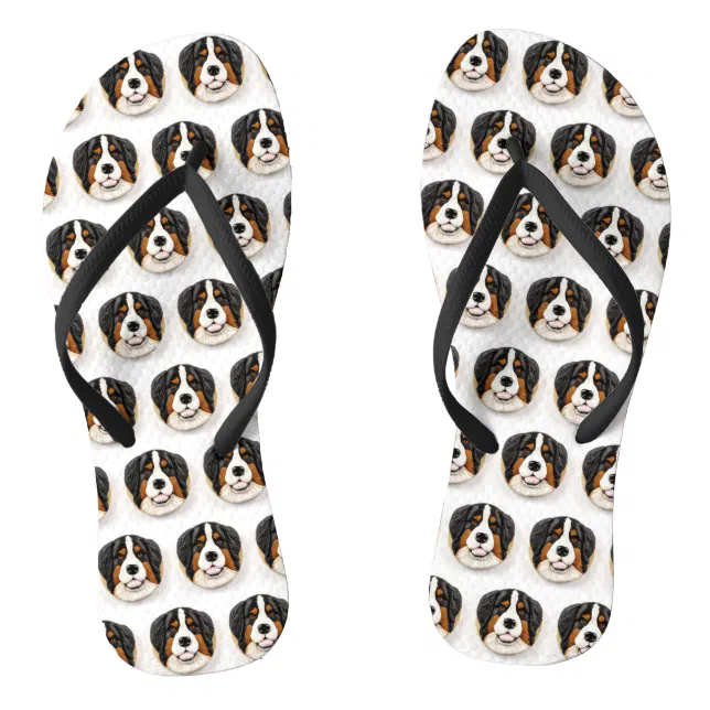 Bernese Mountain Dog 3D Inspired Flip Flops | Zazzle