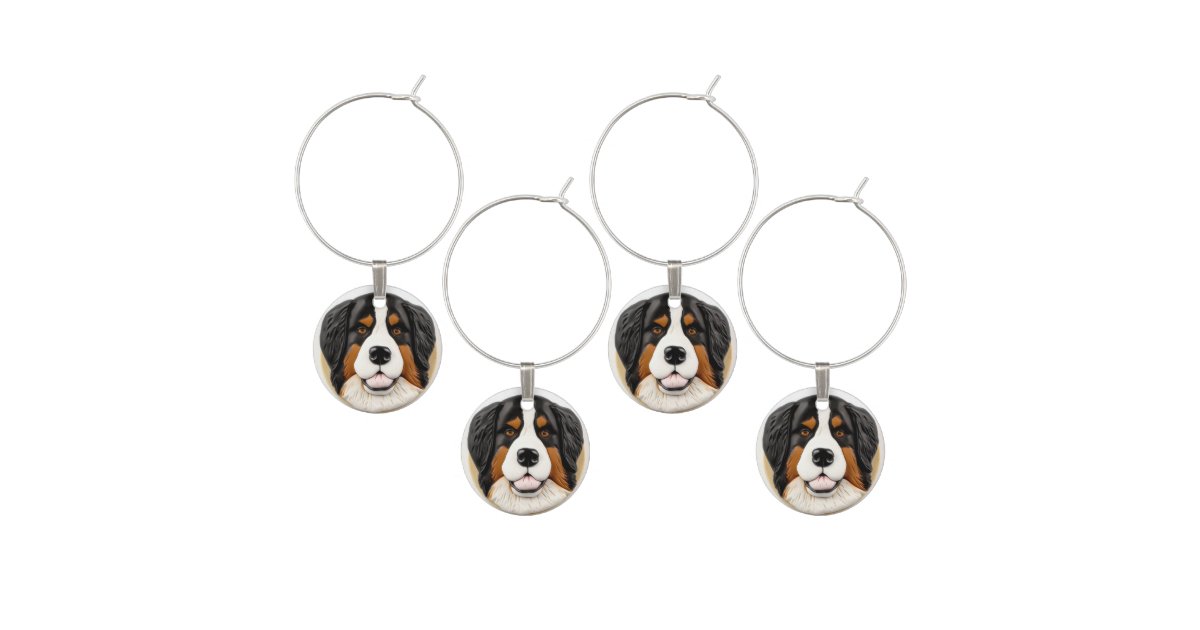 Bernese Mountain Dog 3D Inspired Wine Charm | Zazzle