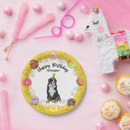 Bernese Mountain Dog Birthday Party Paper Plate | Zazzle