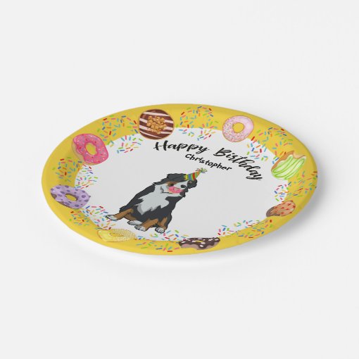 Bernese Mountain Dog Birthday Party Paper Plate | Zazzle