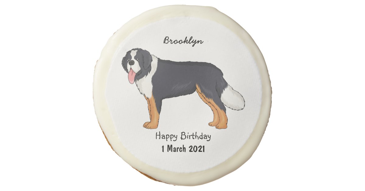 Bernese mountain dog cartoon illustration sugar cookie | Zazzle