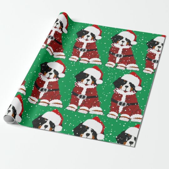 Bernese Mountain Dog Santa Paws Wrapping Paper | Zazzle.com