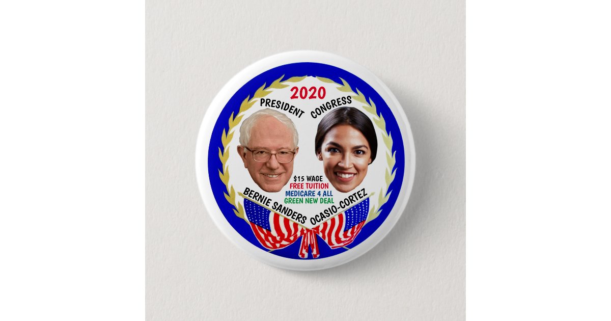Bernie Sanders / AOC 2020 Button | Zazzle