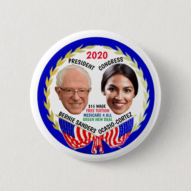 Bernie Sanders / AOC 2020 Button | Zazzle