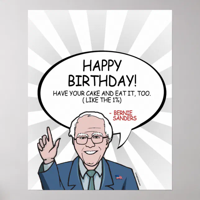 Bernie Sanders Greeting - Happy Birthday -.png Poster | Zazzle