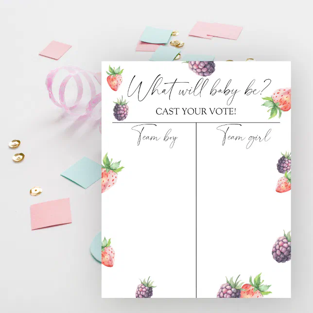 Berries Gender reveal Boy or Girl chart | Zazzle