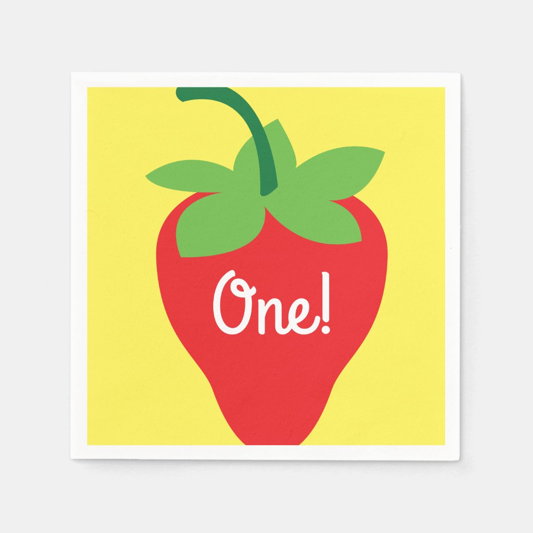 Berry 1st Birthday Cute Strawberry Colorful Mod Napkins | Zazzle