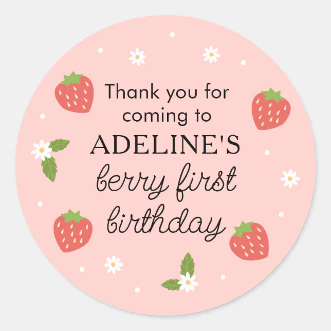 Berry 1st Birthday Strawberry First Birthday Party Classic Round ...