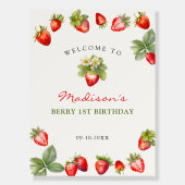 Berry 1st Birthday Strawberry Welcome Sign | Zazzle