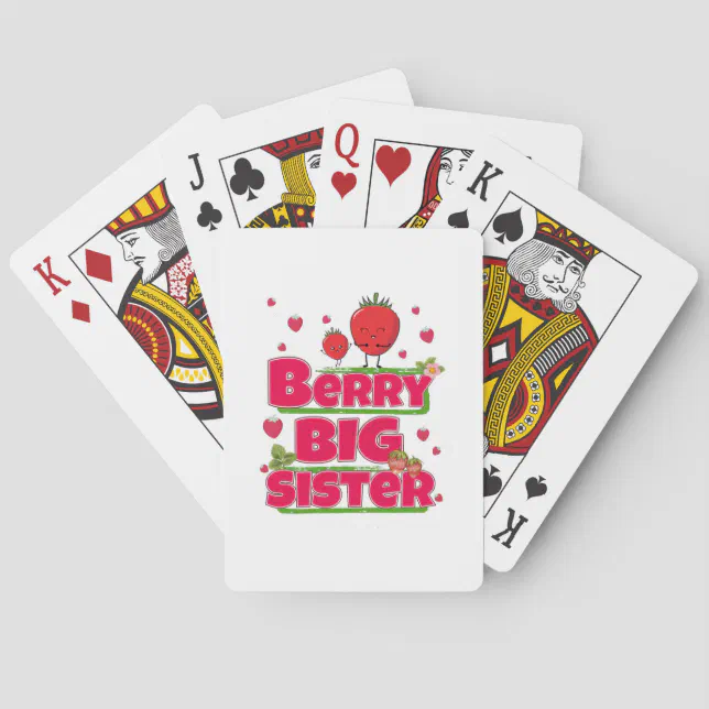 Berry Big Sister - Cute Strawberry Pun Poker Cards | Zazzle