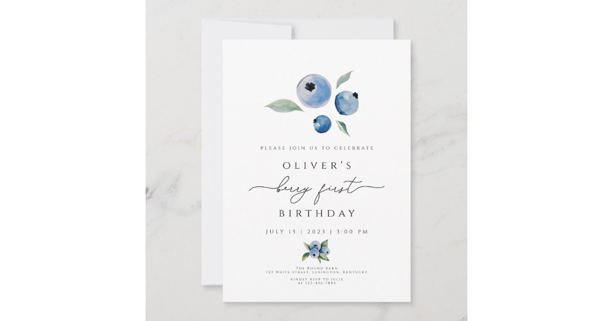 Berry Birthday Invitation, Blueberry 1st Birthday Invitation | Zazzle