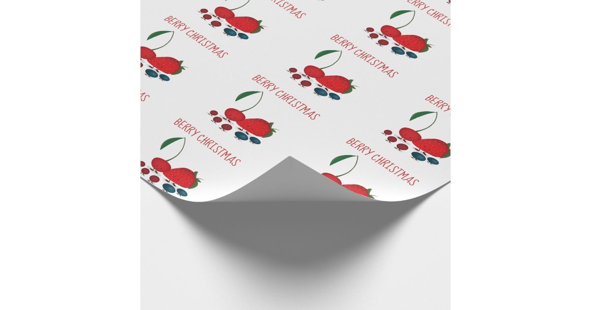 Berry Christmas Cartoon Characters Wrapping Paper | Zazzle