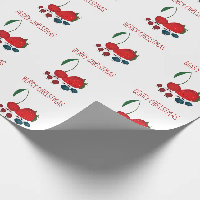 Berry Christmas Cartoon Characters Wrapping Paper | Zazzle