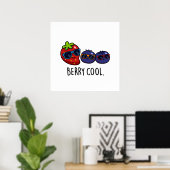 Berry Cool Funny Strawberry Blueberry Pun Poster | Zazzle