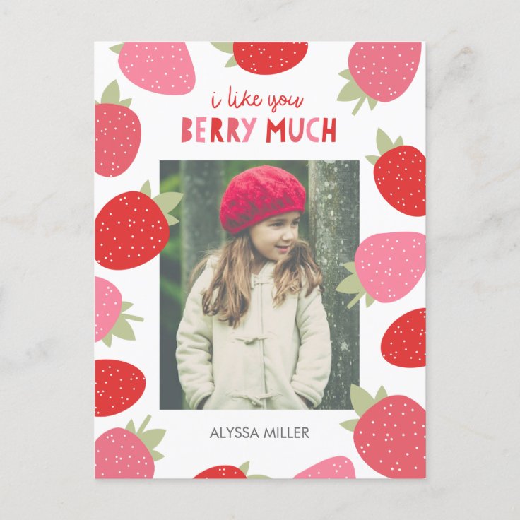 Berry Cute Classroom Valentine Holiday Postcard | Zazzle