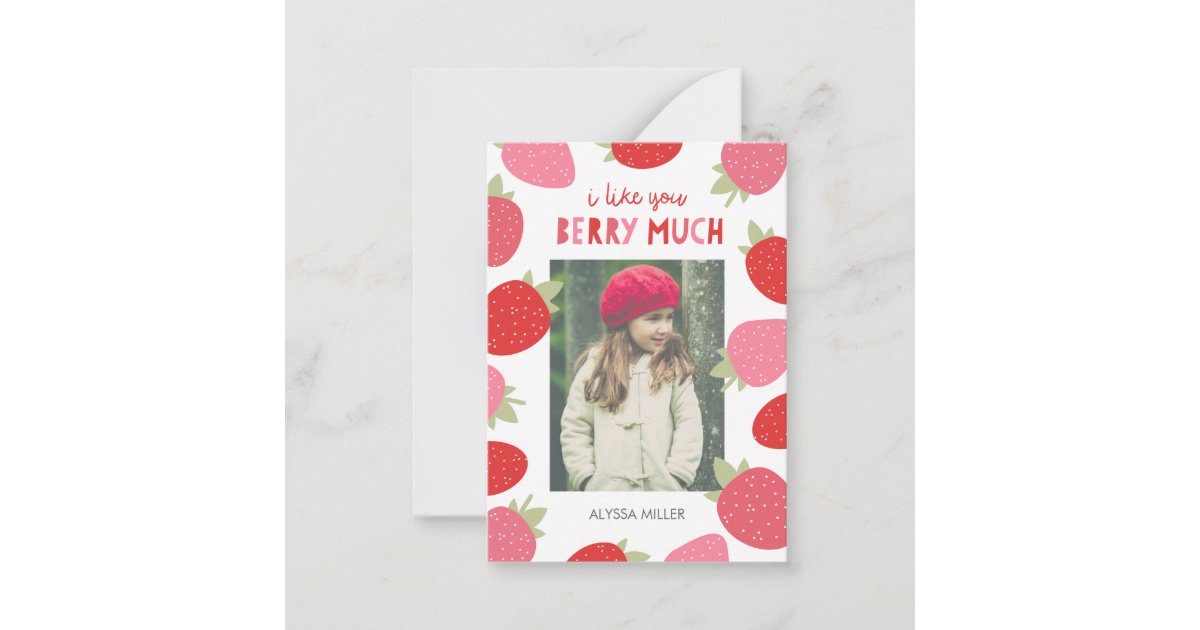 Berry Cute Classroom Valentine Note Card | Zazzle