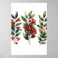 Berry Festive - Lush Winterberry Branches Poster | Zazzle