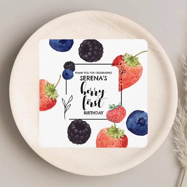 Berry First | 1st Birthday | Mixed Berry Square Thank You Card | Zazzle