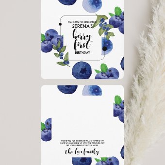 Berry First | 1st Birthday | Modern Blueberry Thank You Card | Zazzle