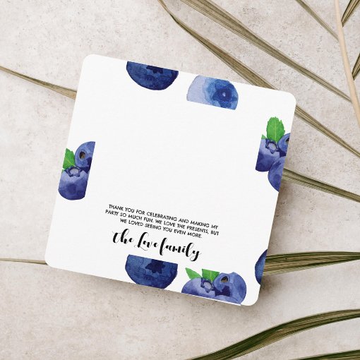 Berry First | 1st Birthday | Modern Blueberry Thank You Card | Zazzle