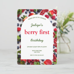 Berry First 1st Birthday Photo Invitation | Zazzle