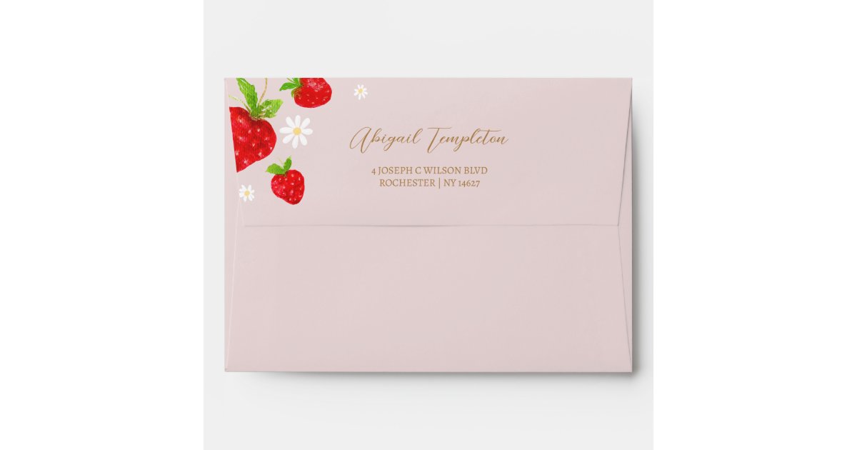 Berry First 1st Strawberry Birthday Address Envelope | Zazzle