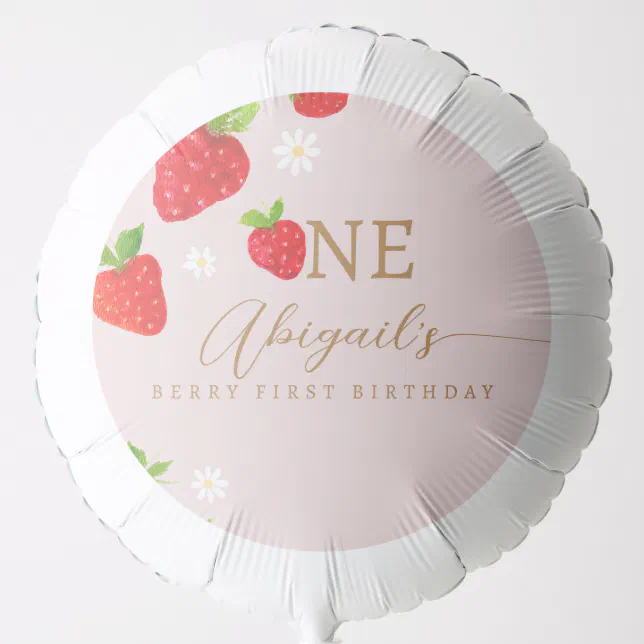 Berry First 1st Strawberry Birthday Balloon | Zazzle