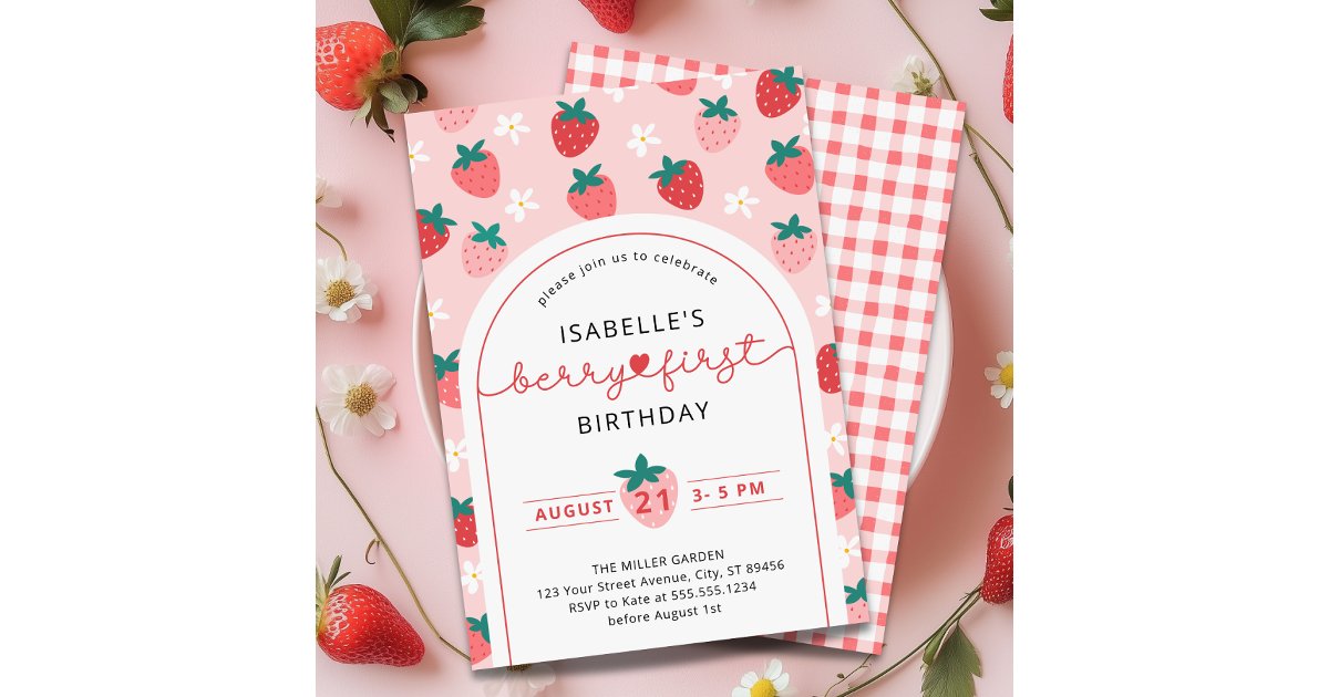 Berry First Birthday 1st Birthday Invitation | Zazzle