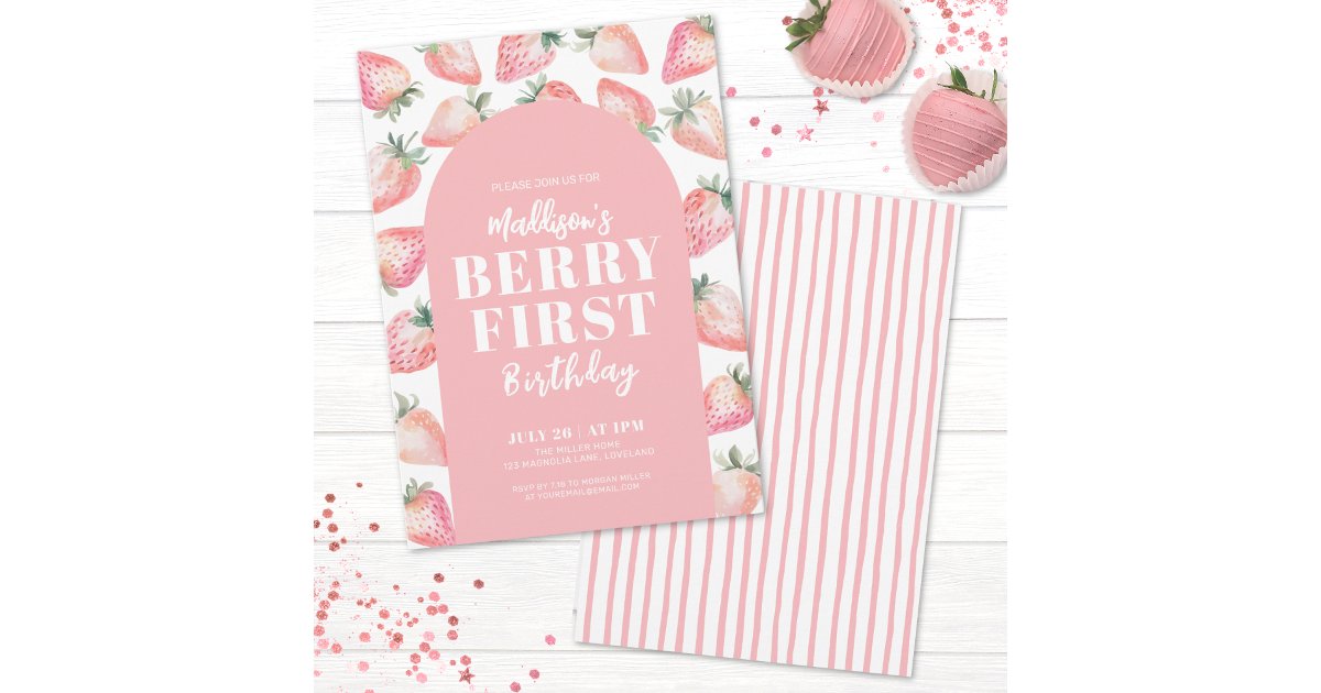 Berry First Birthday 1st Birthday Party Invitation | Zazzle