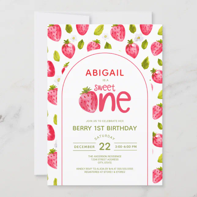 Berry First Birthday Invitation | Zazzle
