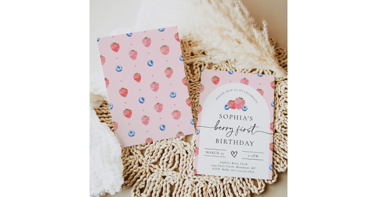 Berry First Birthday Invitation | Zazzle