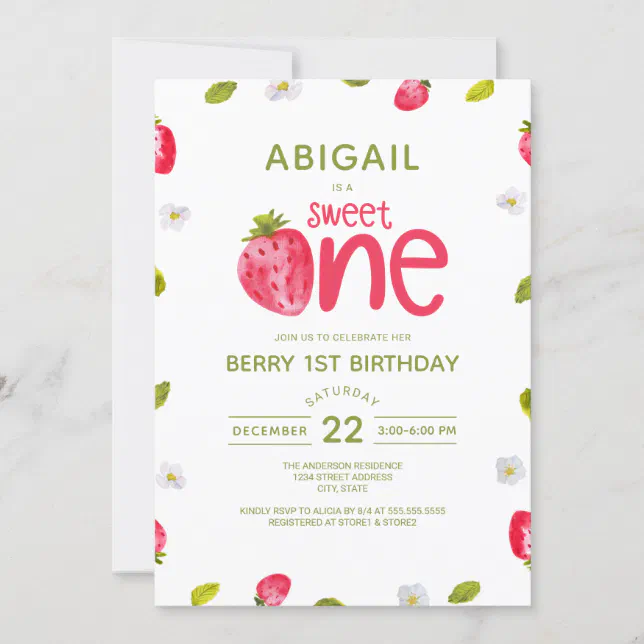 Berry First Birthday Invitation | Zazzle