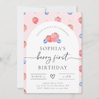 Berry First Birthday Invitation | Zazzle