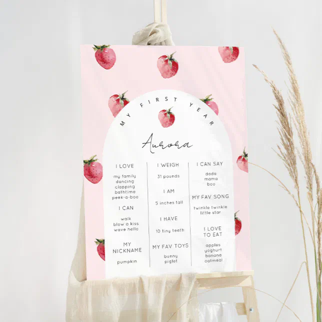 Berry first birthday party milestone foam board | Zazzle