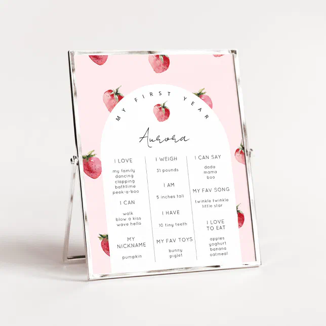 Berry first birthday party milestone poster | Zazzle
