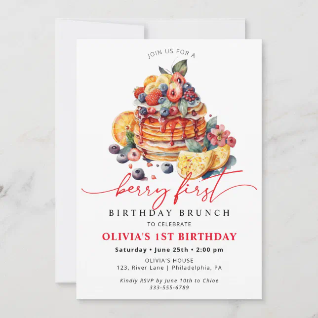 Berry First Birthday Spring Summer Invitation | Zazzle