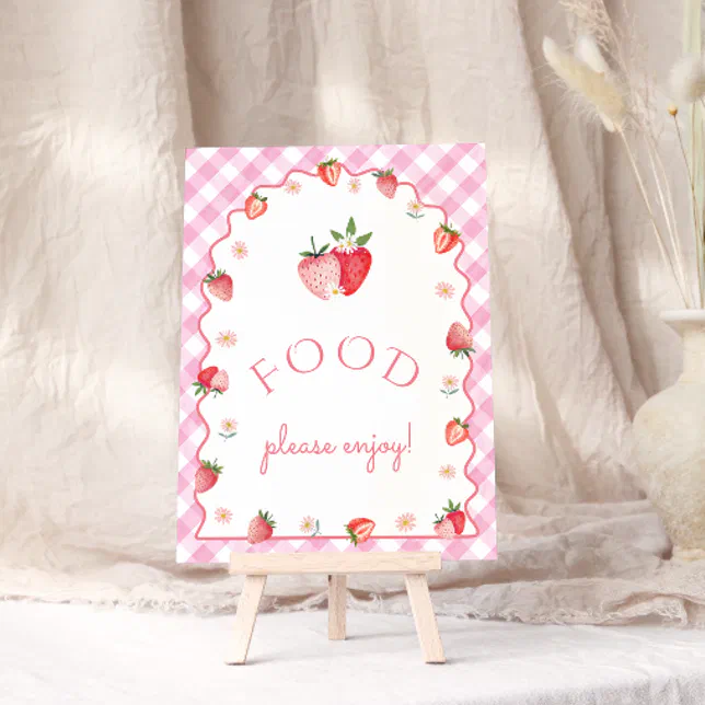 Berry First Birthday Strawberry Food Poster | Zazzle