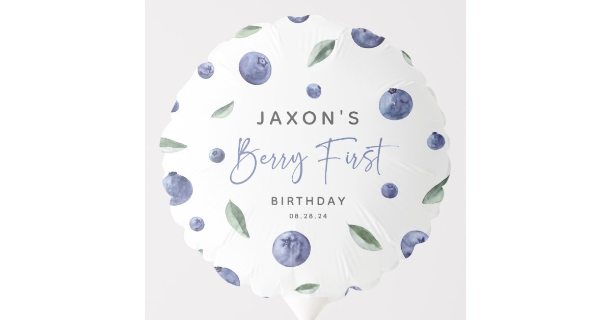 'Berry First' Blueberry 1st Birthday Balloon | Zazzle
