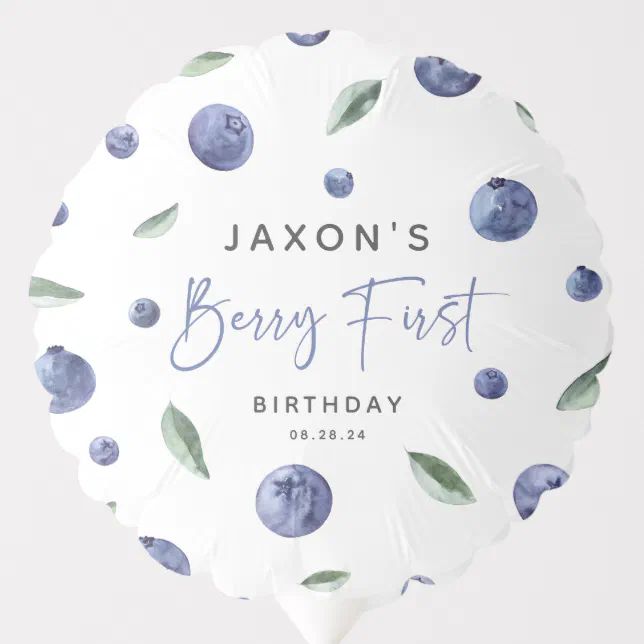 'Berry First' Blueberry 1st Birthday Balloon | Zazzle