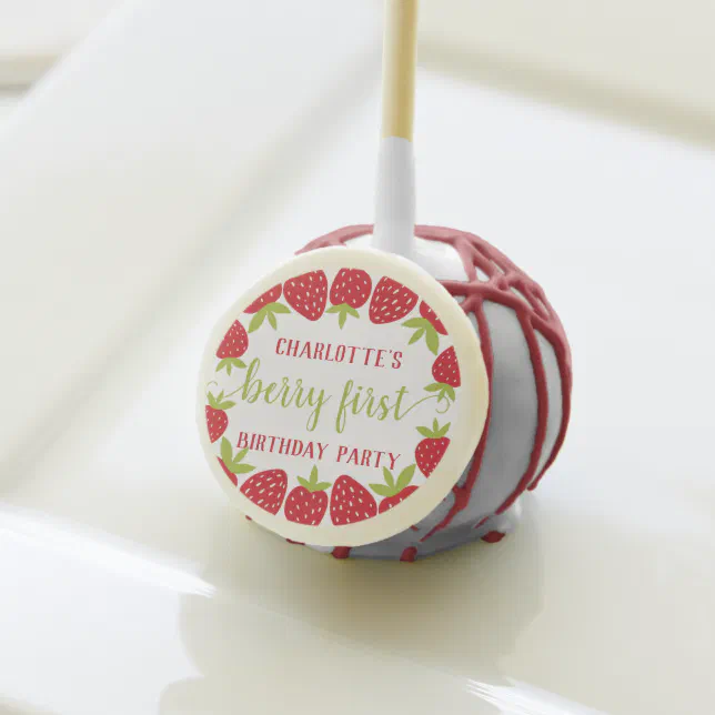 Berry First Strawberry 1st Birthday Party Custom Cake Pops | Zazzle