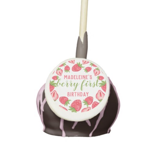 Berry First Strawberry 1st Birthday Personalized Cake Pops | Zazzle
