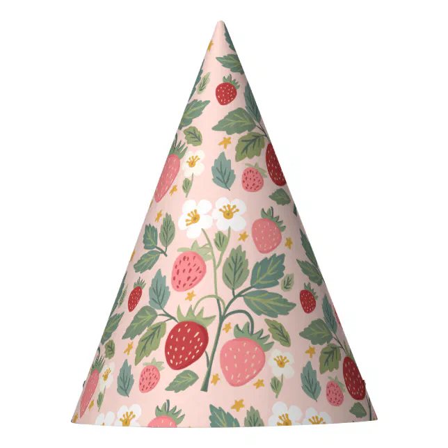 Berry First Strawberry Bouquet Birthday Party Hat | Zazzle