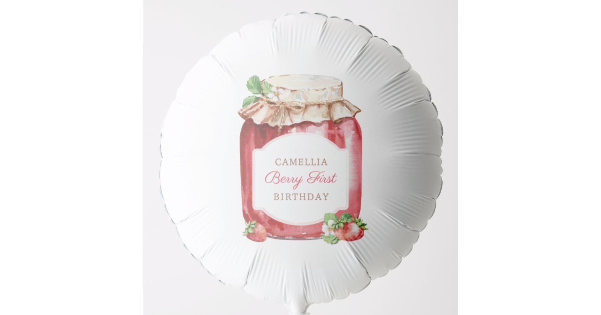 Berry First Strawberry Jam 1st Birthday Party Balloon | Zazzle