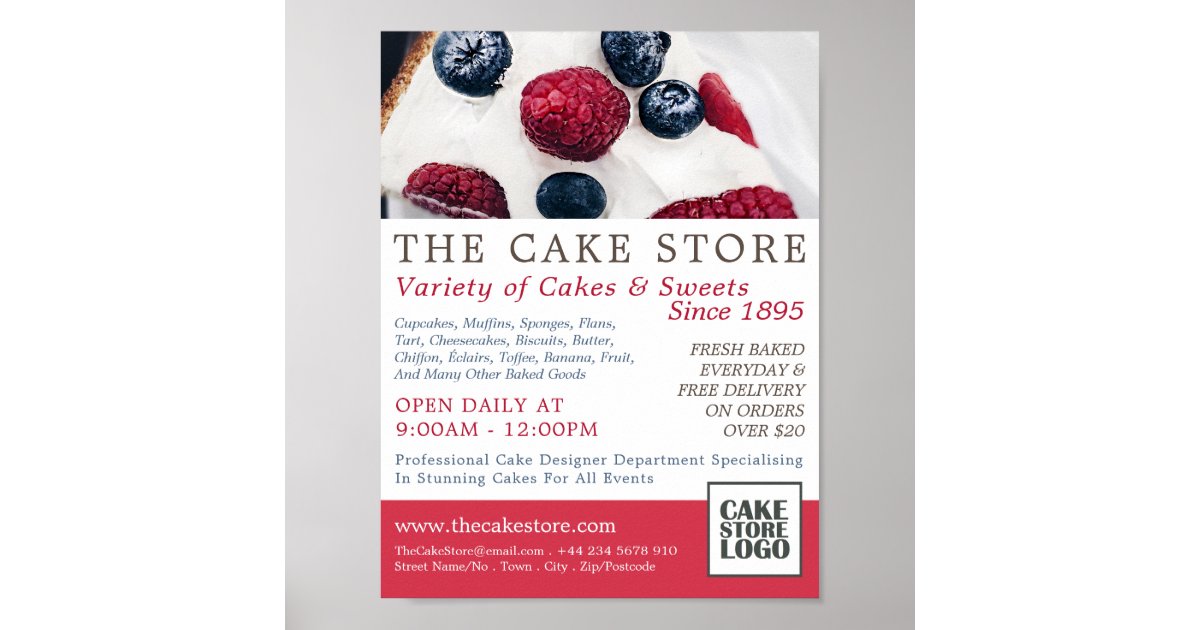 Berry Pie, Cakery, Cake Store Advertising Poster | Zazzle