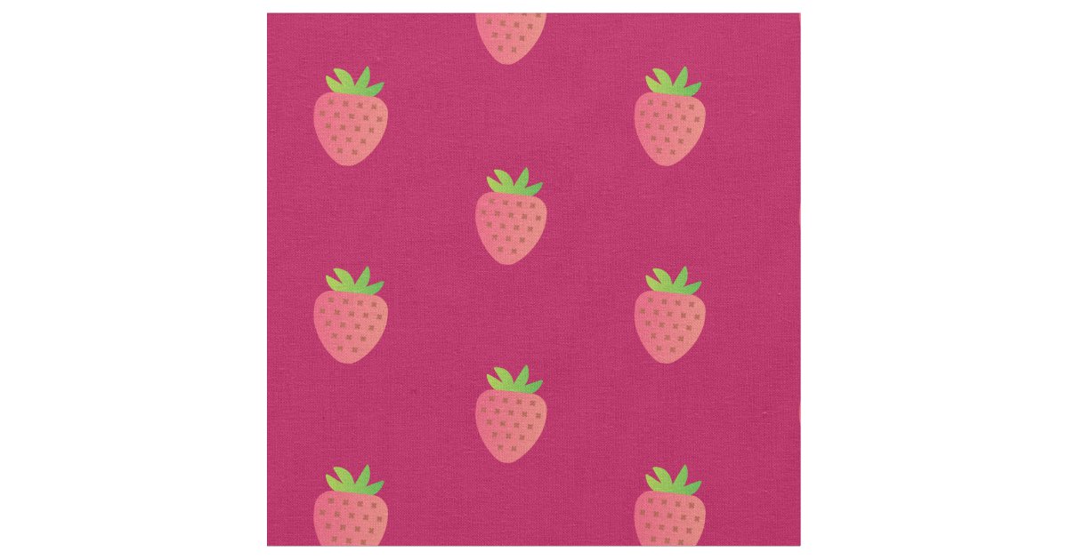 Berry Red Strawberry Cotton Fabric By the Yard | Zazzle