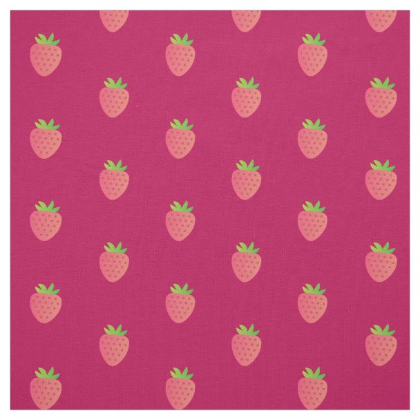 Cute Strawberry Print Cotton Fabric | Zazzle